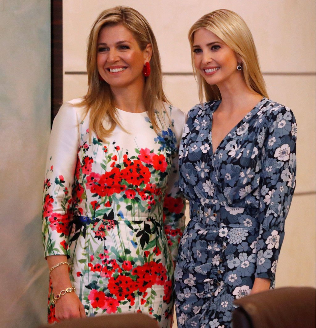 Máxima de Holanda comparte mesa y print floral con Ivanka Trump