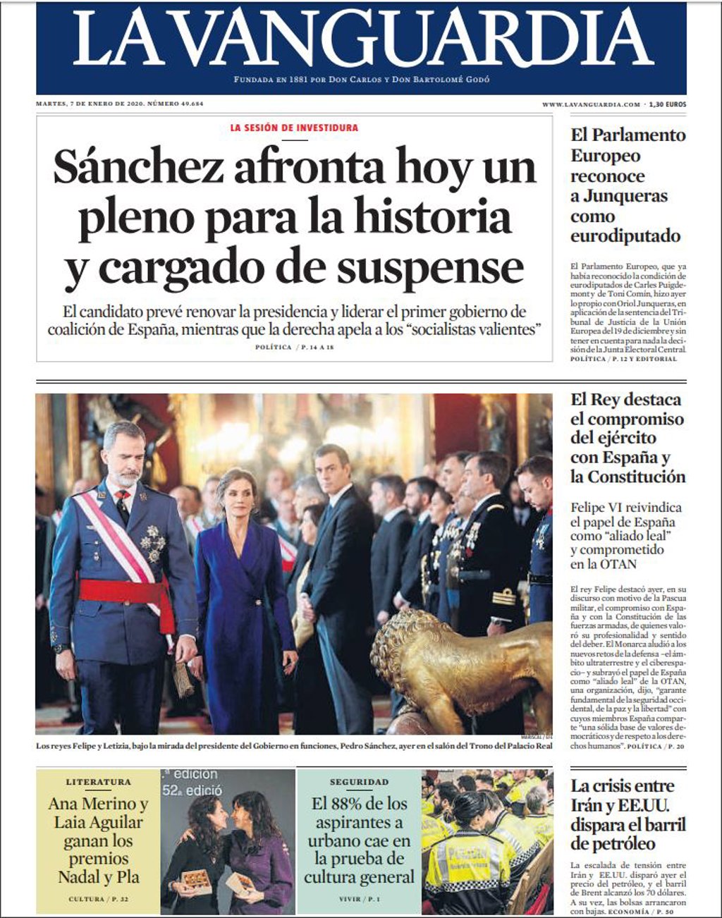 Primeras páginas de los diarios llegados esta noche a nuestra redacción