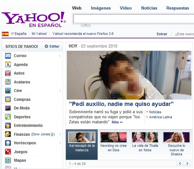 La nueva portada de Yahoo! en EE.UU., también en español