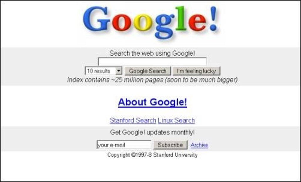 Así era Google en 1997
