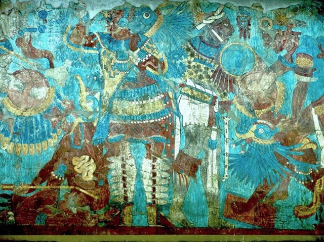 Al menos diez artistas pintaron el mural 'La Batalla' de Cacaxtla en México