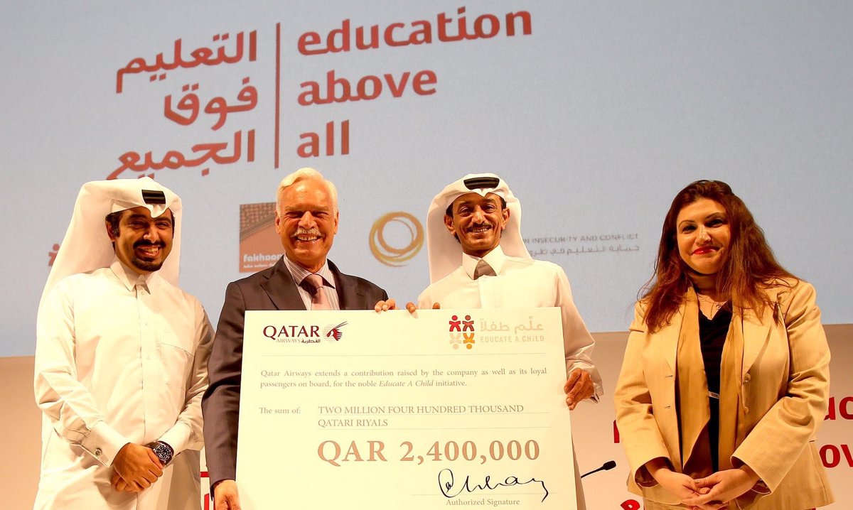 Qatar Airways Entrega Más De 530 000 Euros Para Proyectos De Educación