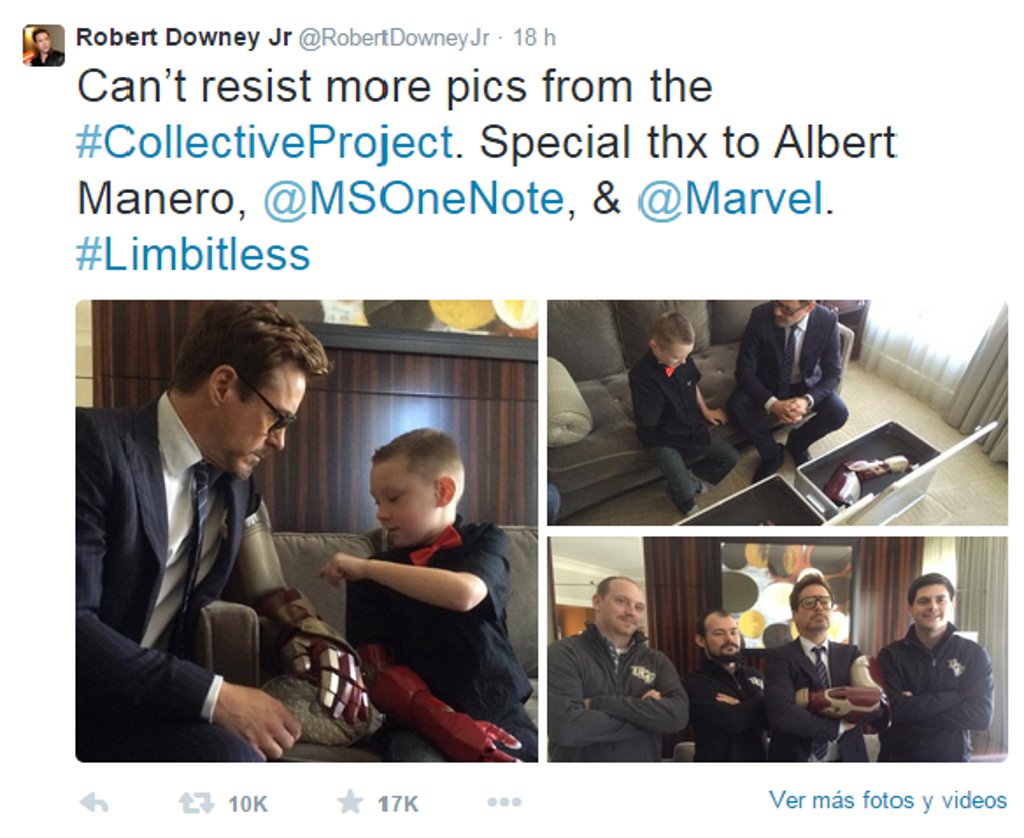 Iron Man regala su brazo biónico a niño de 7 años