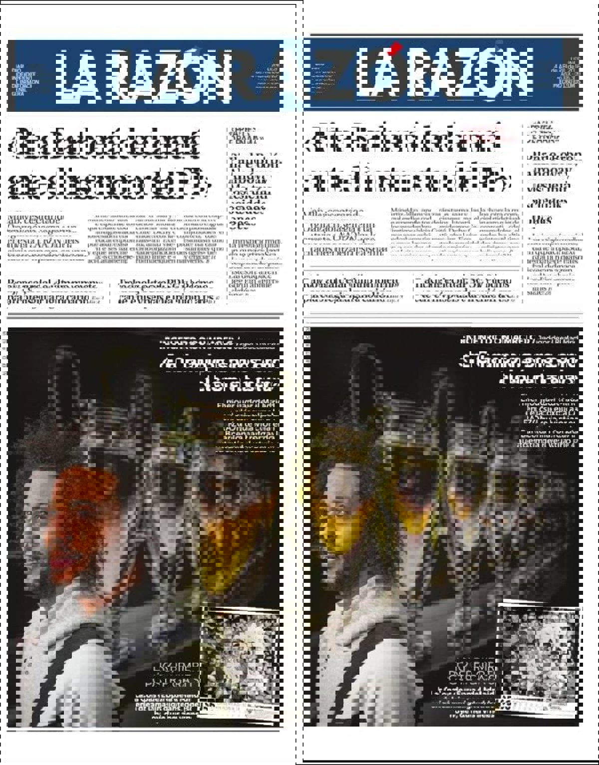 Primeras páginas de los diarios llegados esta noche a nuestra redacción