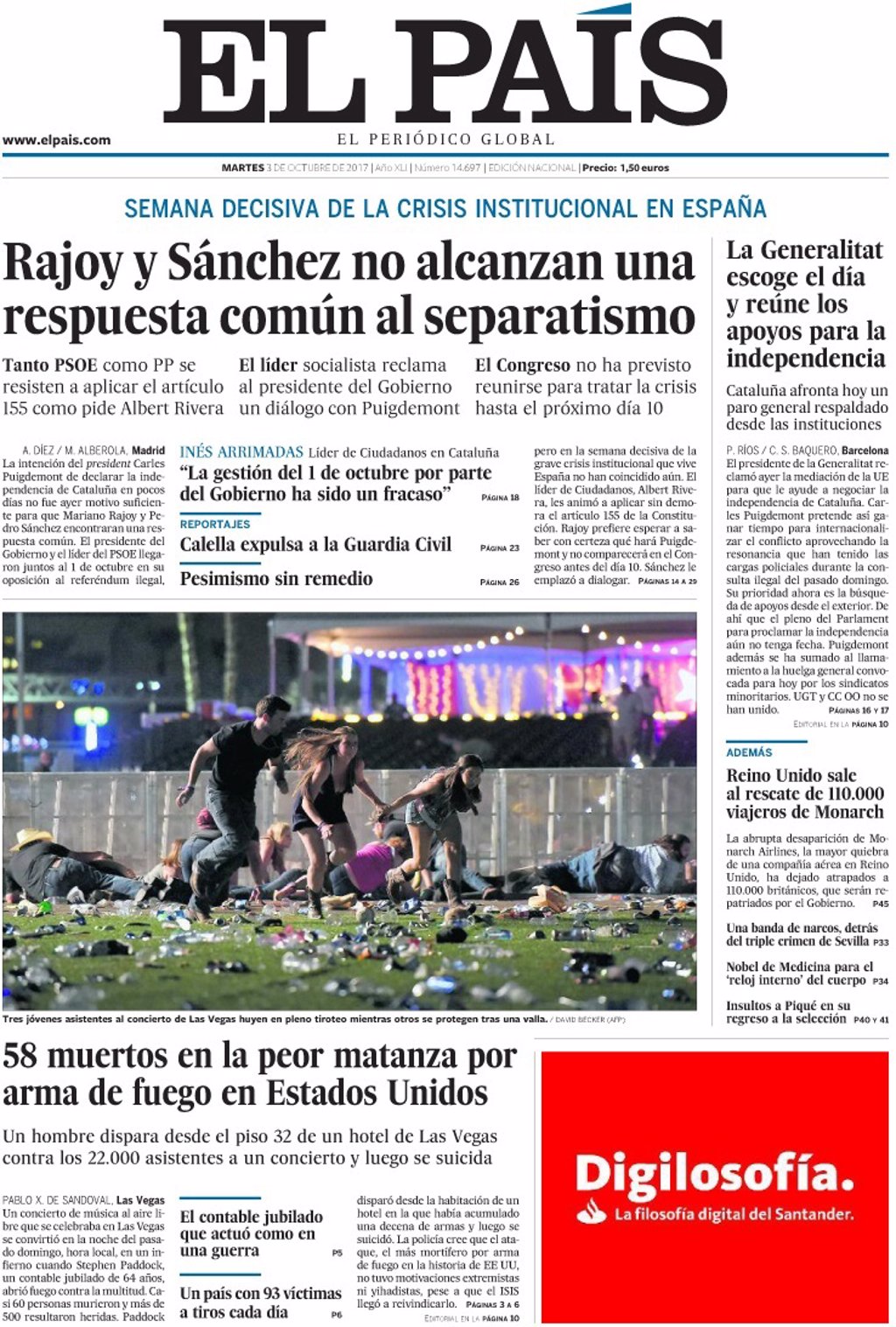 Las Portadas De Los Periódicos De Hoy Martes Del 3 De Octubre De 2017