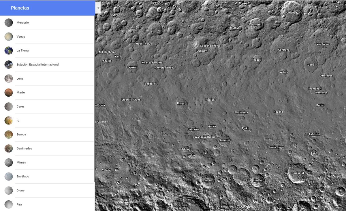 Google Maps añade los mapas de 12 planetas y satélites del Sistema Solar