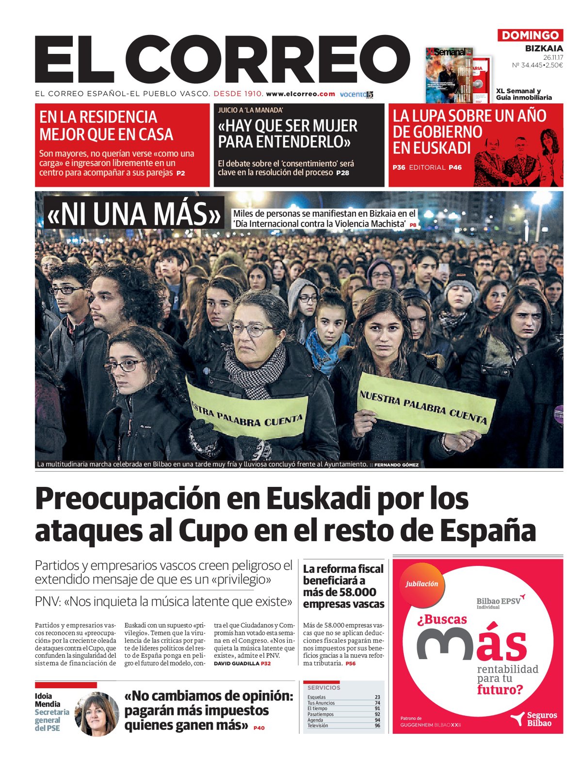 Primeras páginas de los diarios llegados esta noche a nuestra redacción