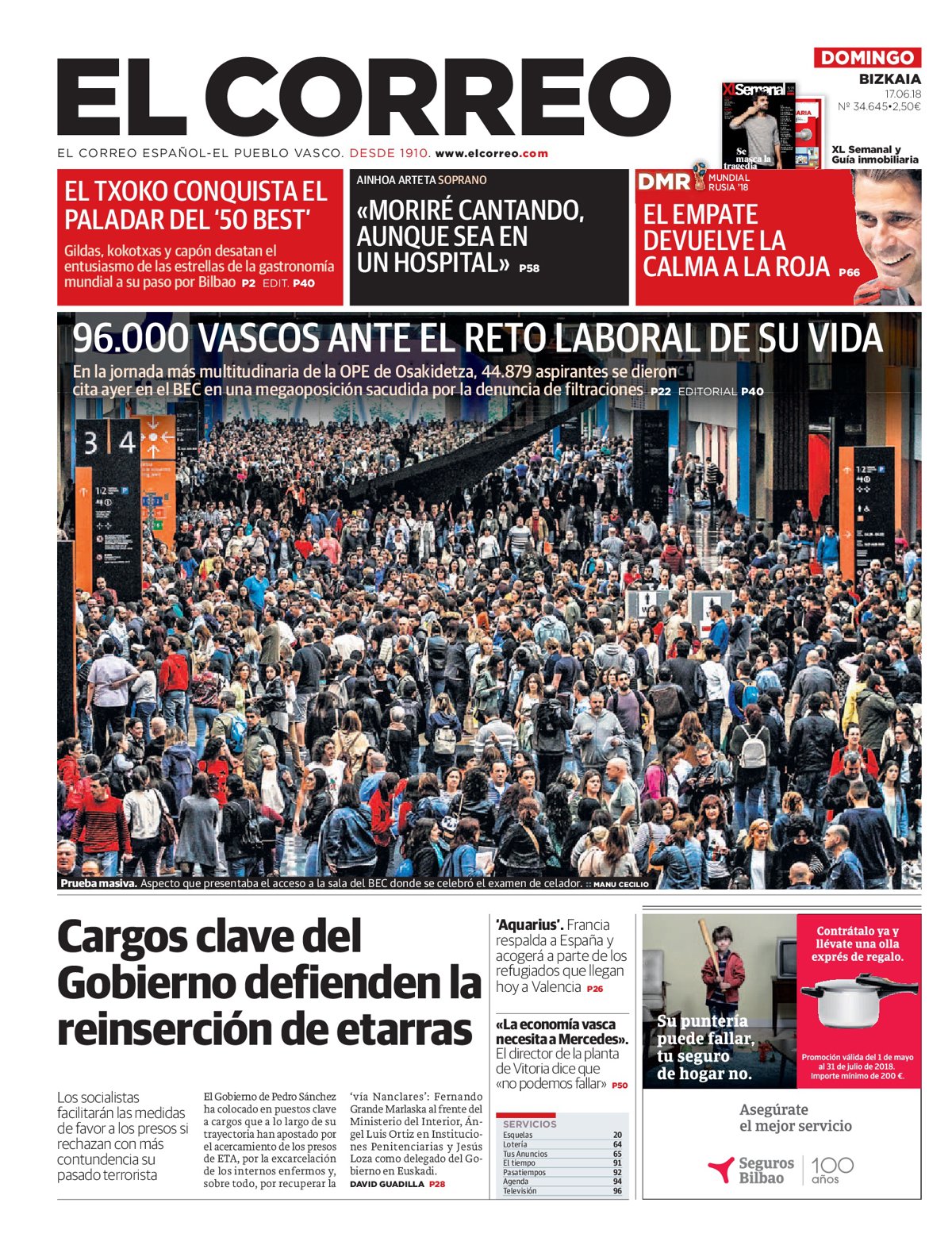 Primeras páginas de los diarios llegados esta noche a nuestra redacción