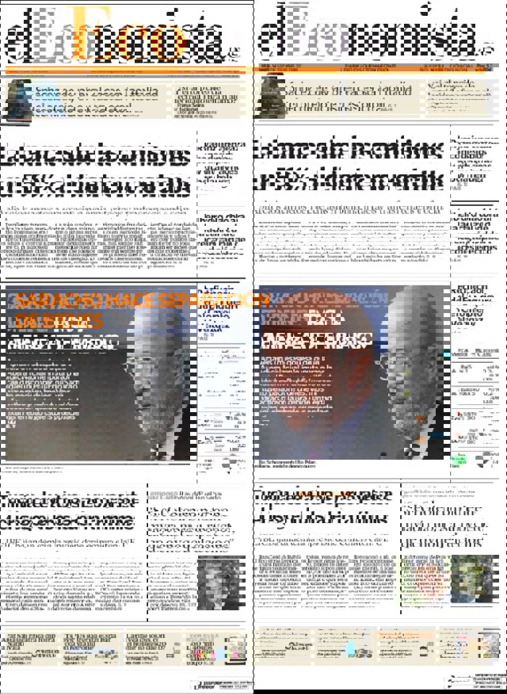 Las portadas de los periódicos económicos de hoy, viernes 14 de septiembre