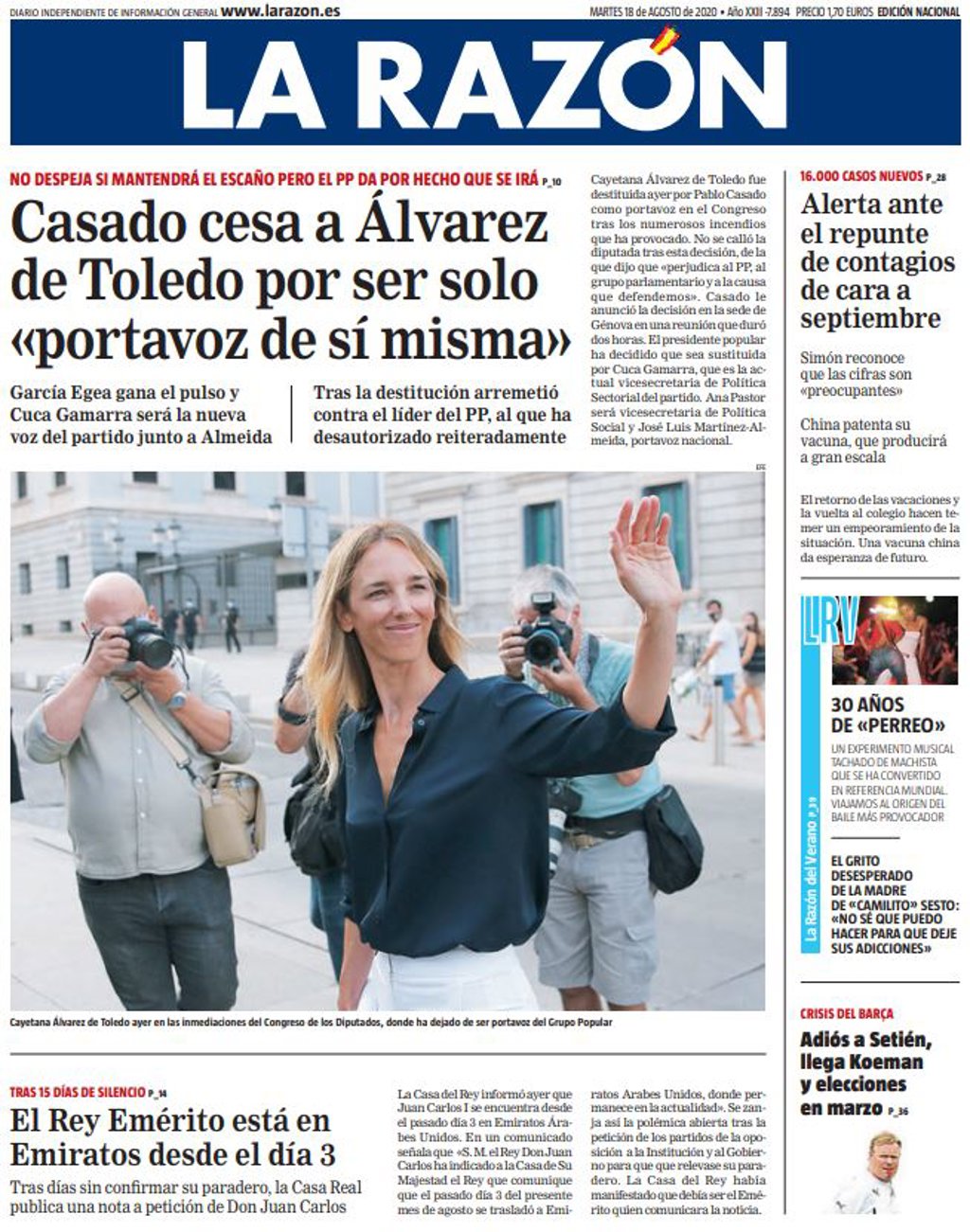 Las portadas de los periódicos del martes 18 de agosto de 2020