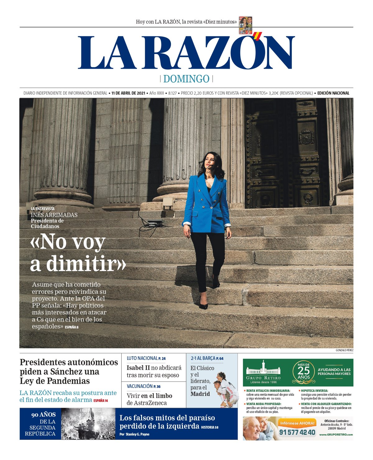 Primeras páginas de los diarios llegados esta noche a nuestra redacción