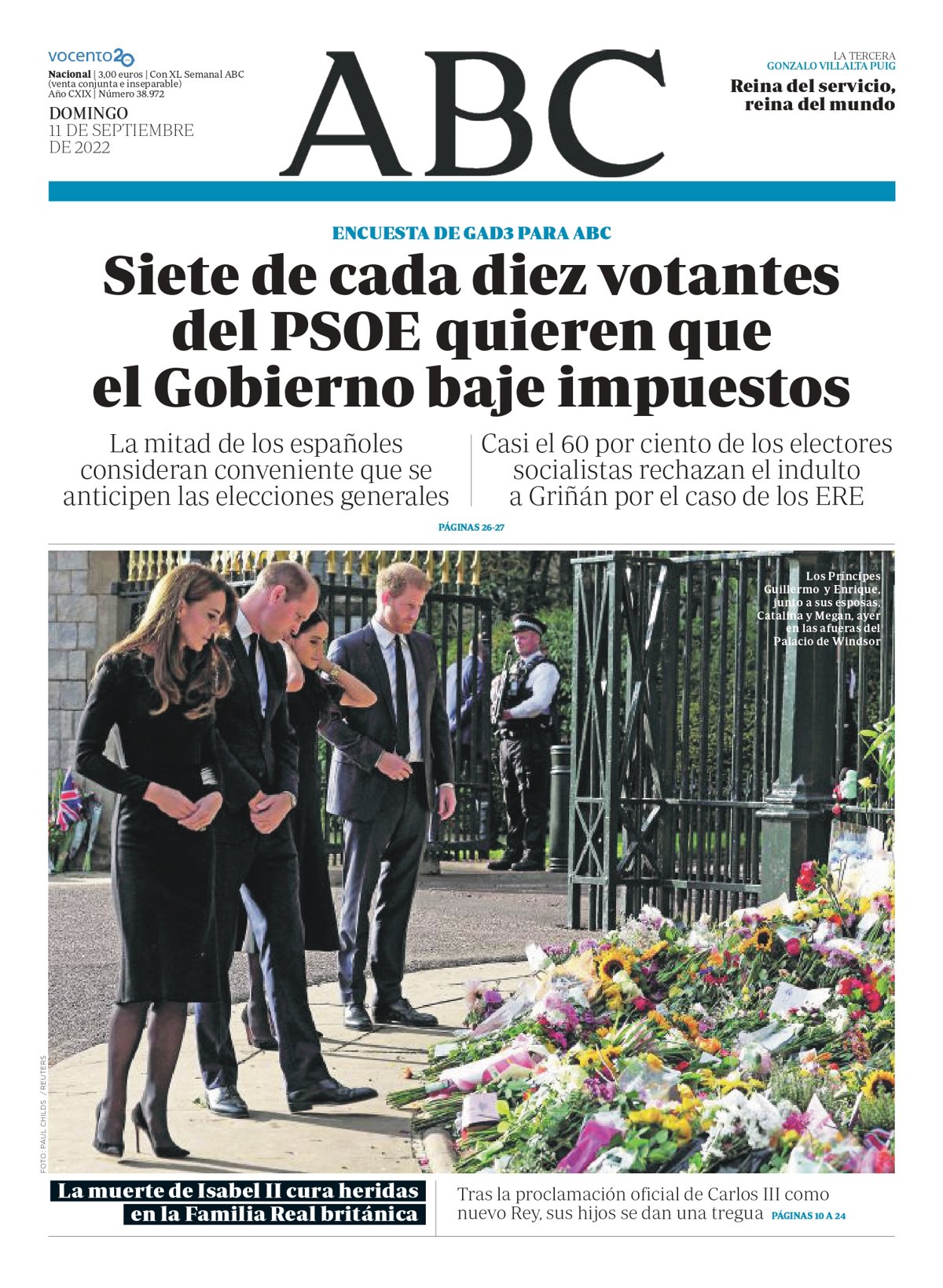 Las portadas de los periódicos del domingo 11 de septiembre