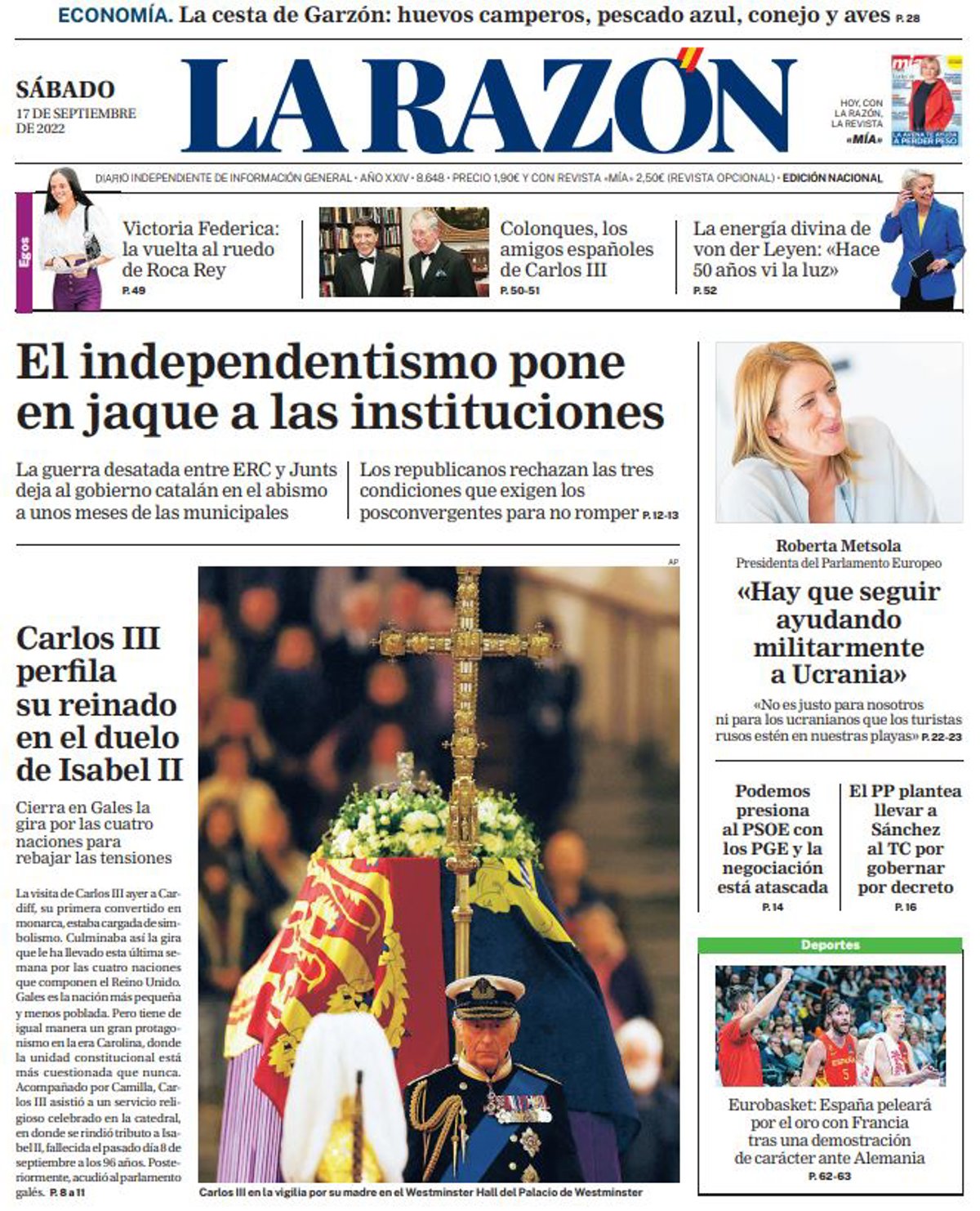 Las portadas de los periódicos del sábado 17 de septiembre