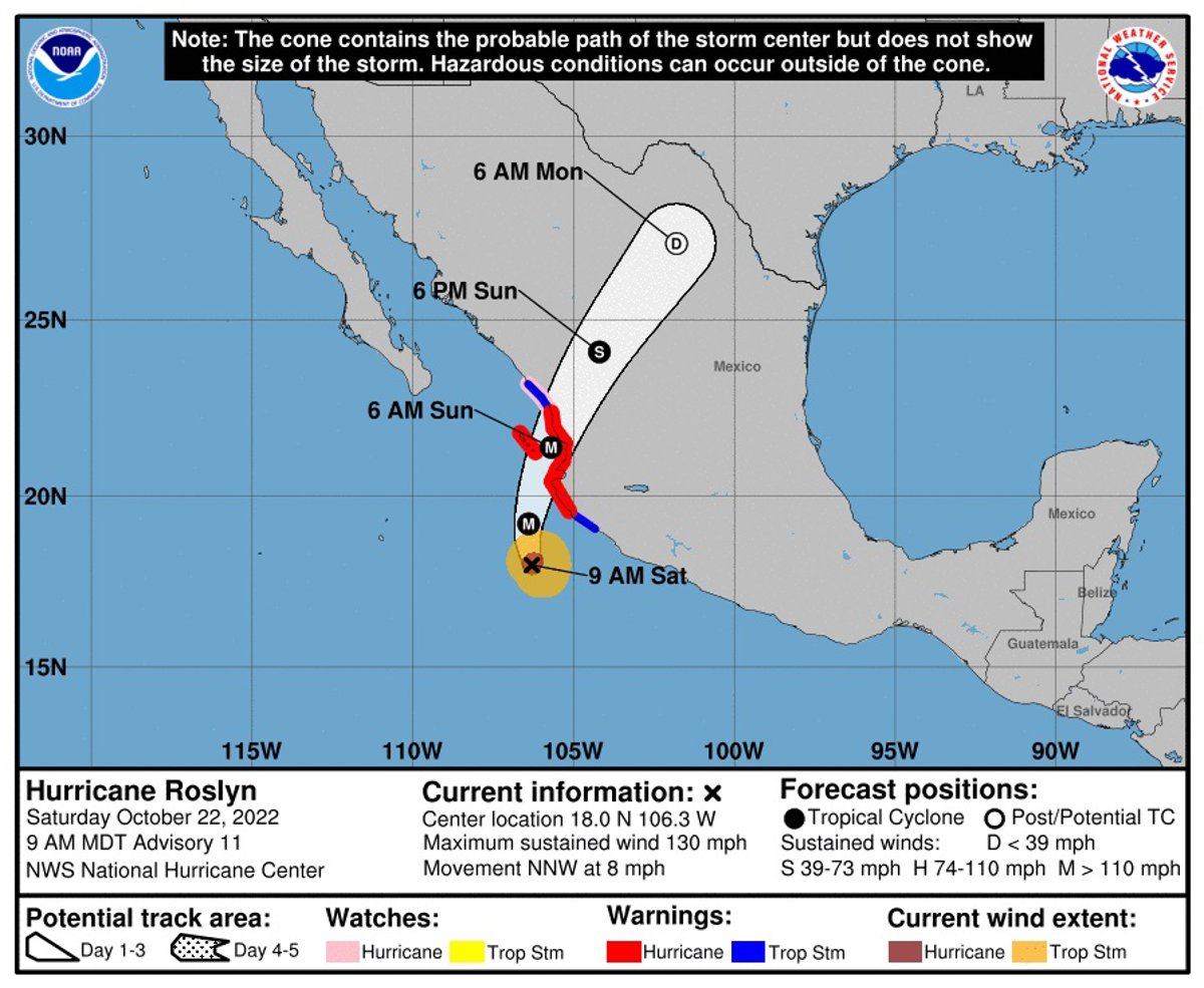 México.- El huracán 'Roslyn' pasa a categoría 4 y amenaza ya el ...