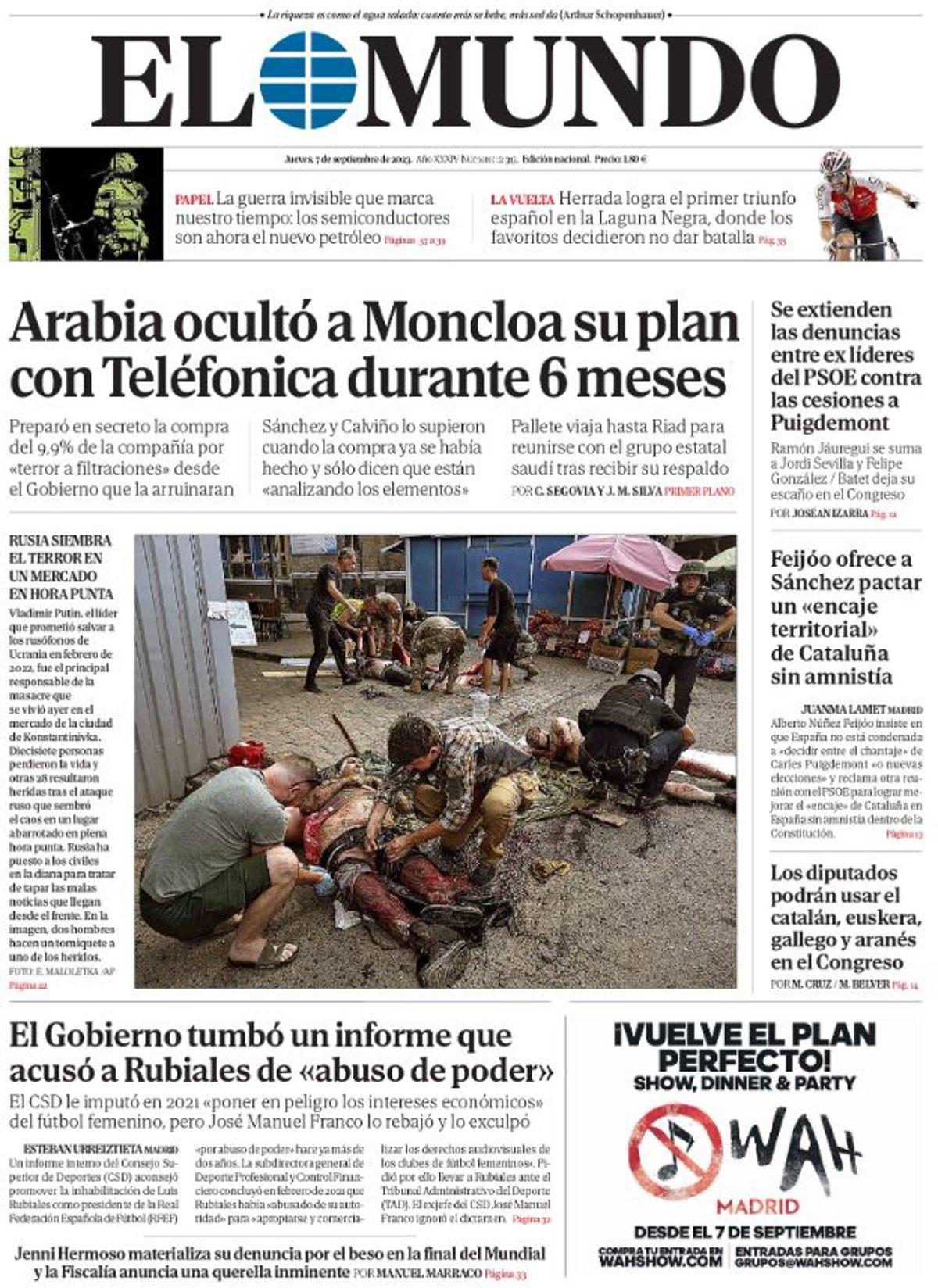 Las portadas de los periódicos del jueves 7 de septiembre