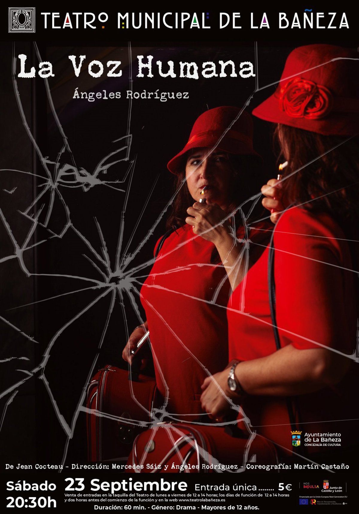 'La voz humana', de Jean Cocteau, recala este sábado en el Teatro Municipal de La Bañeza (León)