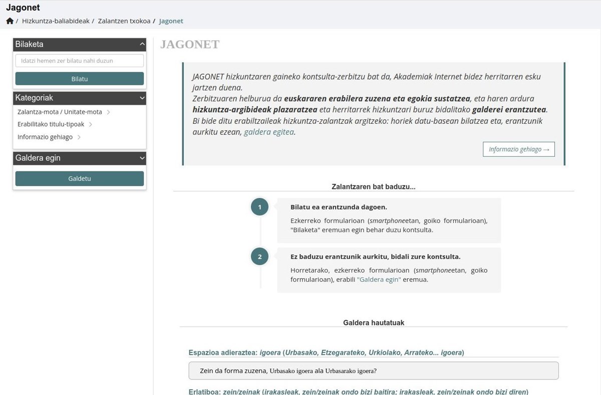 Euskaltzaindiak Jagonet eguneratu du, 52 fitxa berri gehituz